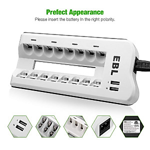 EBL 16 Counts AA Rechargeable Battery with 808U Battery Charger Combo