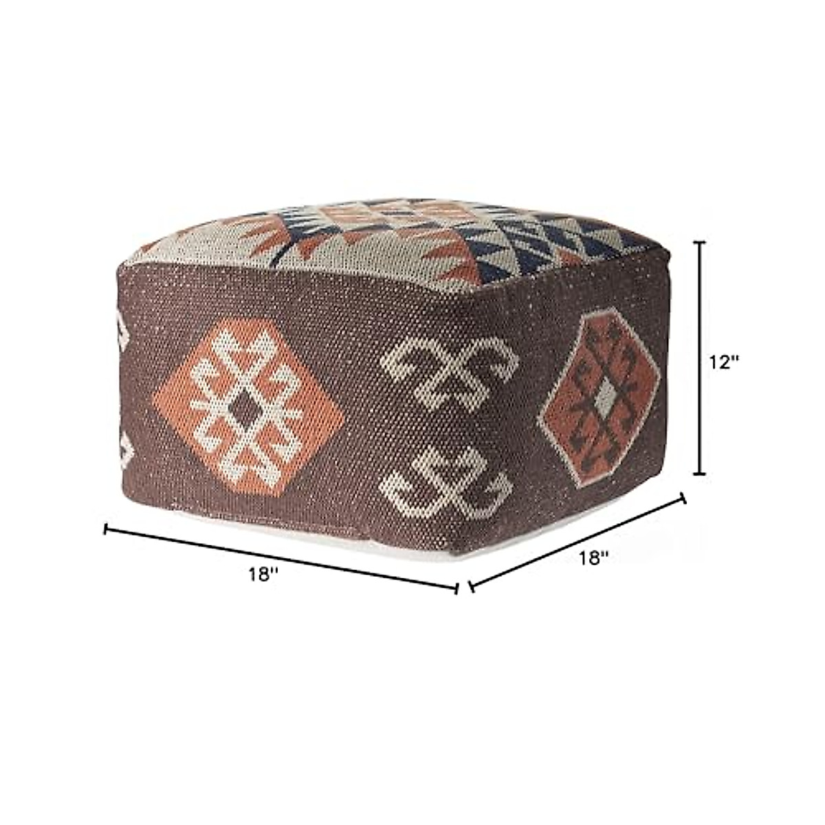 LR Home Multicolored Southwestern Pouf, 18" x 18" x 12"