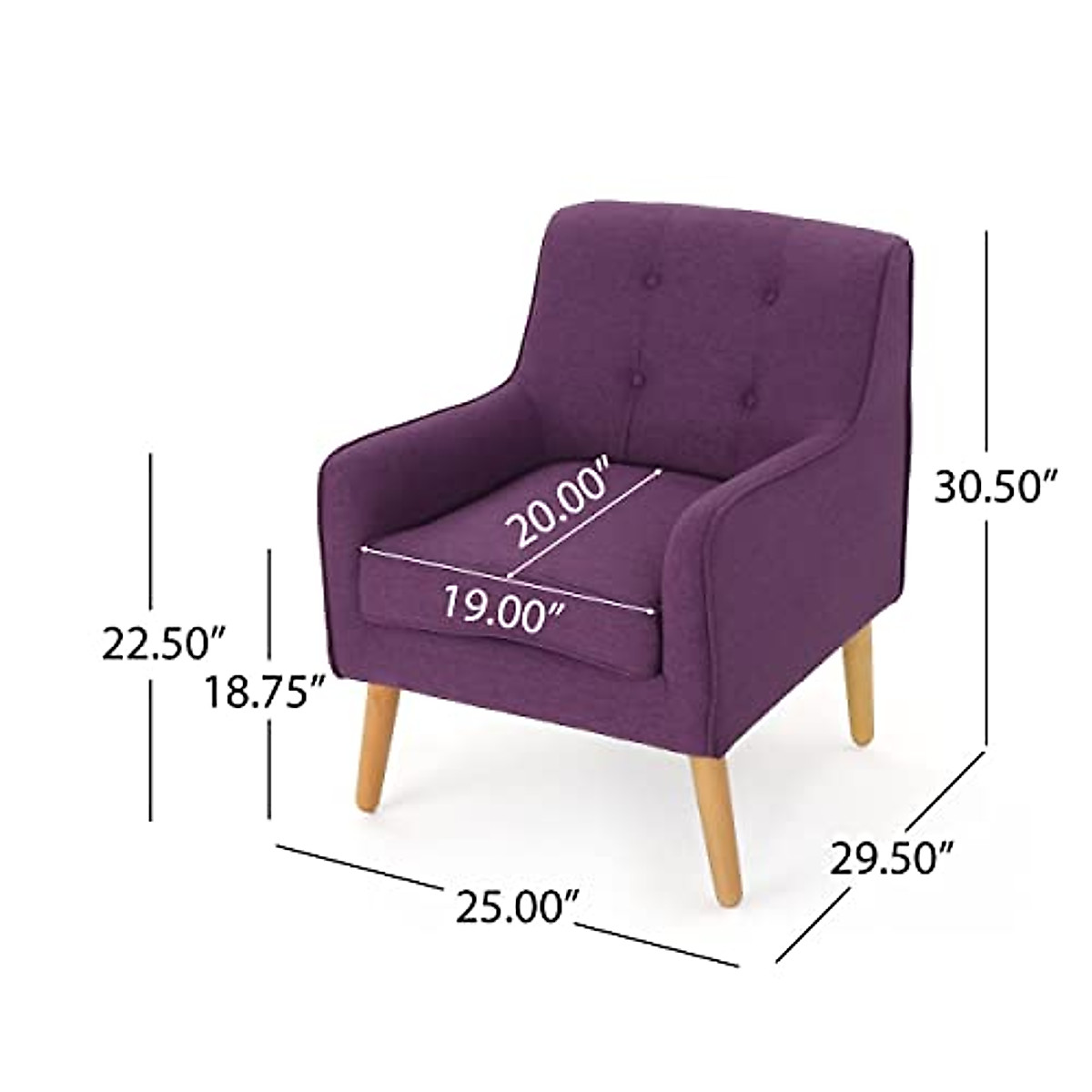 Christopher Knight Home Felicity Mid-Century Fabric Arm Chair, Purple