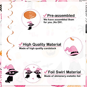 20Pcs Pink Halloween Party Hanging Swirl,Cute Ghost Witch Cauldron Pumpkin Sugar Boo Ceiling Hanging Streamer for Little Boo Happy Boo Day Baby Shower Gender Reveal Girl Halloween Birthday Party Decor