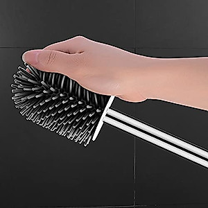 Toilet Brush Toilet Brush, Toilet Brush Holder Household Wall-Mounted Soft Hair Toilet Cleaning Brush Bathroom Long Handle Cleaning Brushes Set of bros Bathroom Accessories