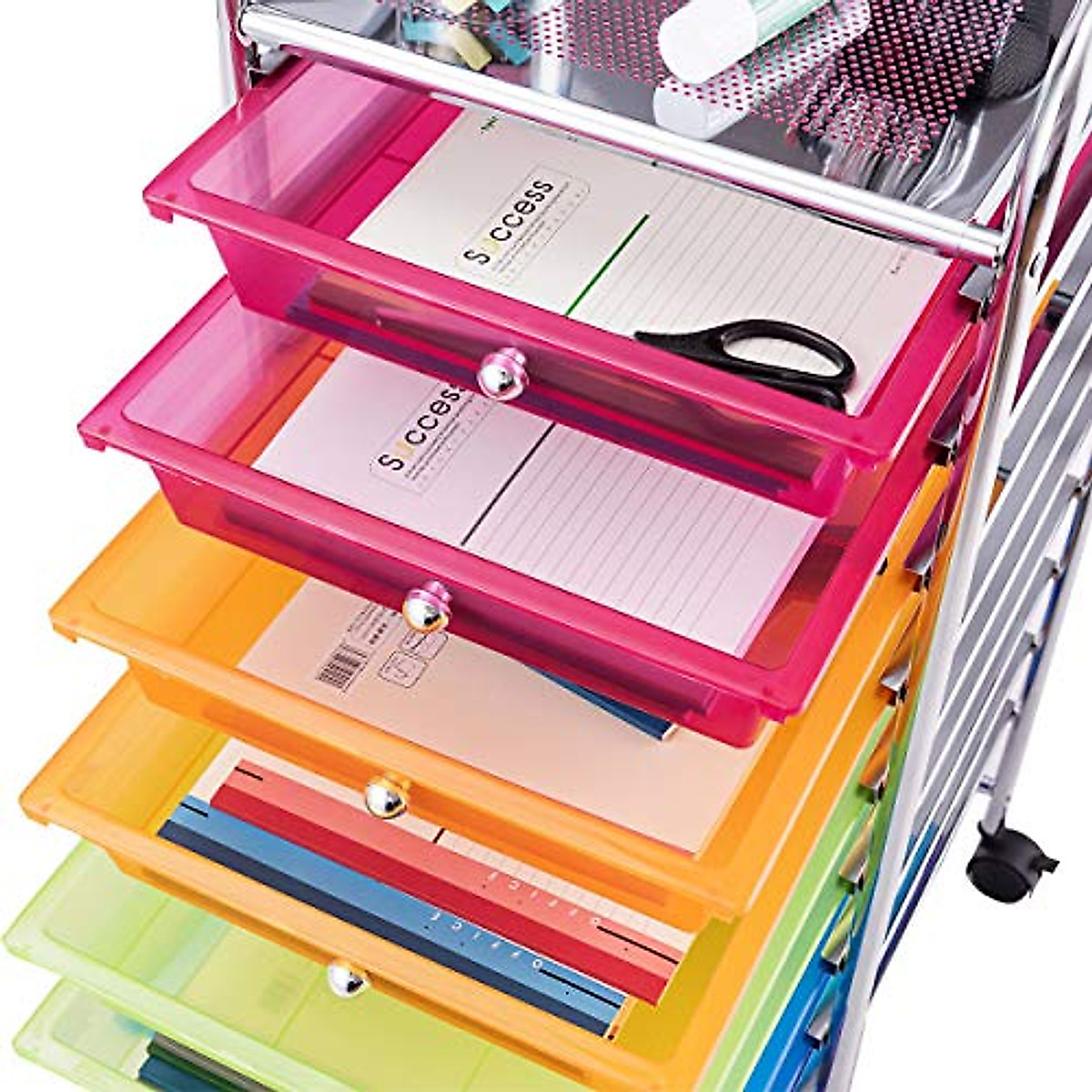 Giantex 10 Drawer Rolling Storage Cart Scrapbook Paper Office School Organizer (Multicolor)