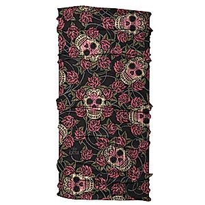 Karma Sugar Skull Headband for Women - Wide - Fabric Headband and Stretchy Hair Scarf - Black, 1 Count (Pack of 1)
