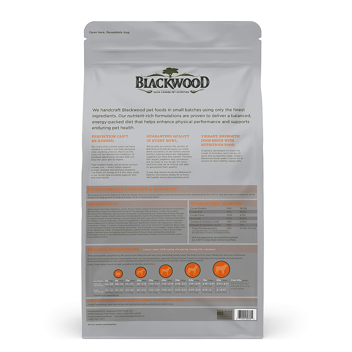 Blackwood Special Diet All Life Stages Dry Dog Food, 5Lb., Salmon Meal & Field Pea Recipe, Sensitive Skin and Stomach, Grain Free Dog Food
