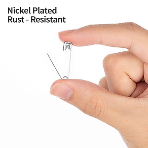 A+DAY Small Safety Pins 1.0 Inch (26mm), Size 0, 300-Count, Nickel Finish