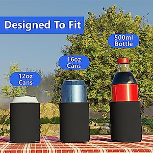 25 Pack Black Blank Can Cooler Sleeves, Customizable Bulk Sublimation Can Coolers, Extra-Thick Collapsible Drink Insulator Sleeve, Beer Can Coolers for Party Beverages, PartyPrints
