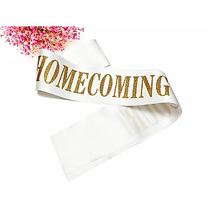 Ashaqshnglee Homecoming Court Sashes Bulk 6 pack, Gold Glitter Letter Sashes for Pageants Homecoming Party School Dance Graduation Party Favors Decorations Accessories,White