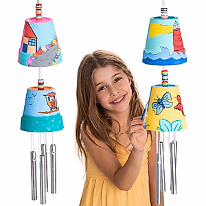 ROMI'S WAY 2-Pack Make Your Own Wind Chime Kit - Larger Bells, Stencils and Beads, Arts and Crafts for Kids Ages 8-12, 6-8 - DIY Craft Kit for Girls & Boys - Unique Art Gifts for Christmas, Birthday