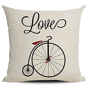 CARROLL Set of 4 Pillow Covers,Simple Love Valentine's Day Wedding Decoration Home Outdoor Garden Decor Square Sofa Bedroom Pillow Cover Linen Cushion Cover, 18x18 Inch