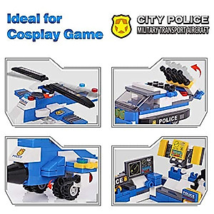 1648 Pieces City Police Heavy Helicopter Building Blocks Set with Storage Box, Police Helicopter, Police Airplane, Patrol Boat, Hovercraft, Creative Roleplay Building Toys for Boys Girls 6-12 Years