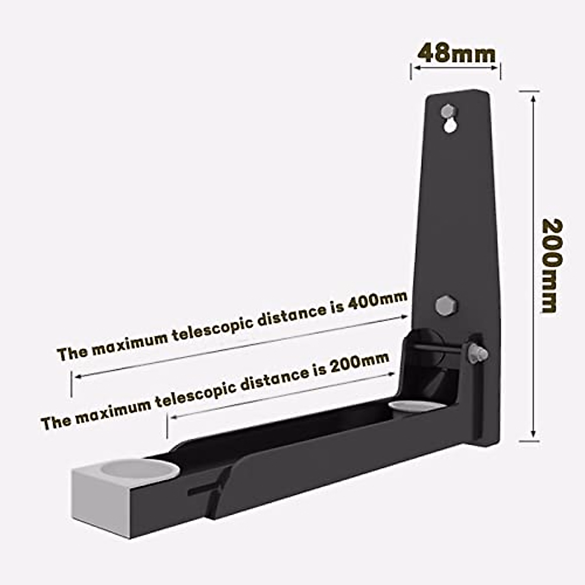 304 Stainless Steel Microwave Wall Mount Brackets Universal Shelf Wall Bracket Telescopic Microwave Oven Rack Adjustable Folding Sturdy Kitchen Accessories (Black)