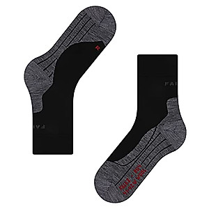 FALKE Women's RU4 Endurance Wool Running Socks, Mid Calf, Medium Cushion, Athletic, Breathable Quick Dry, Merino Wool, Black (Black-Mix 3010), 5-6, 1 Pair