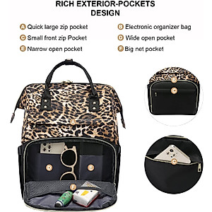 LOVEVOOK College Laptop Backpack, 15.6 Inch Travel Backpack for College, Waterproof Work Backpack Woman for Teacher Nurse Anti-theft Travel Back Pack, Gifts for Women, Leopard