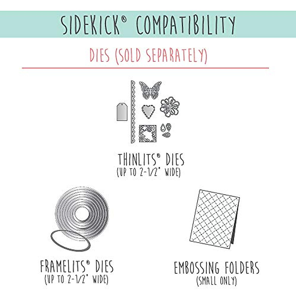 Sizzix Sidekick Starter Kit 661770 Portable Manual Die Cutting & Embossing Machine for Arts & Crafts, Scrapbooking & Cardmaking, 6.35 cm Opening, 2.5" Opening, White