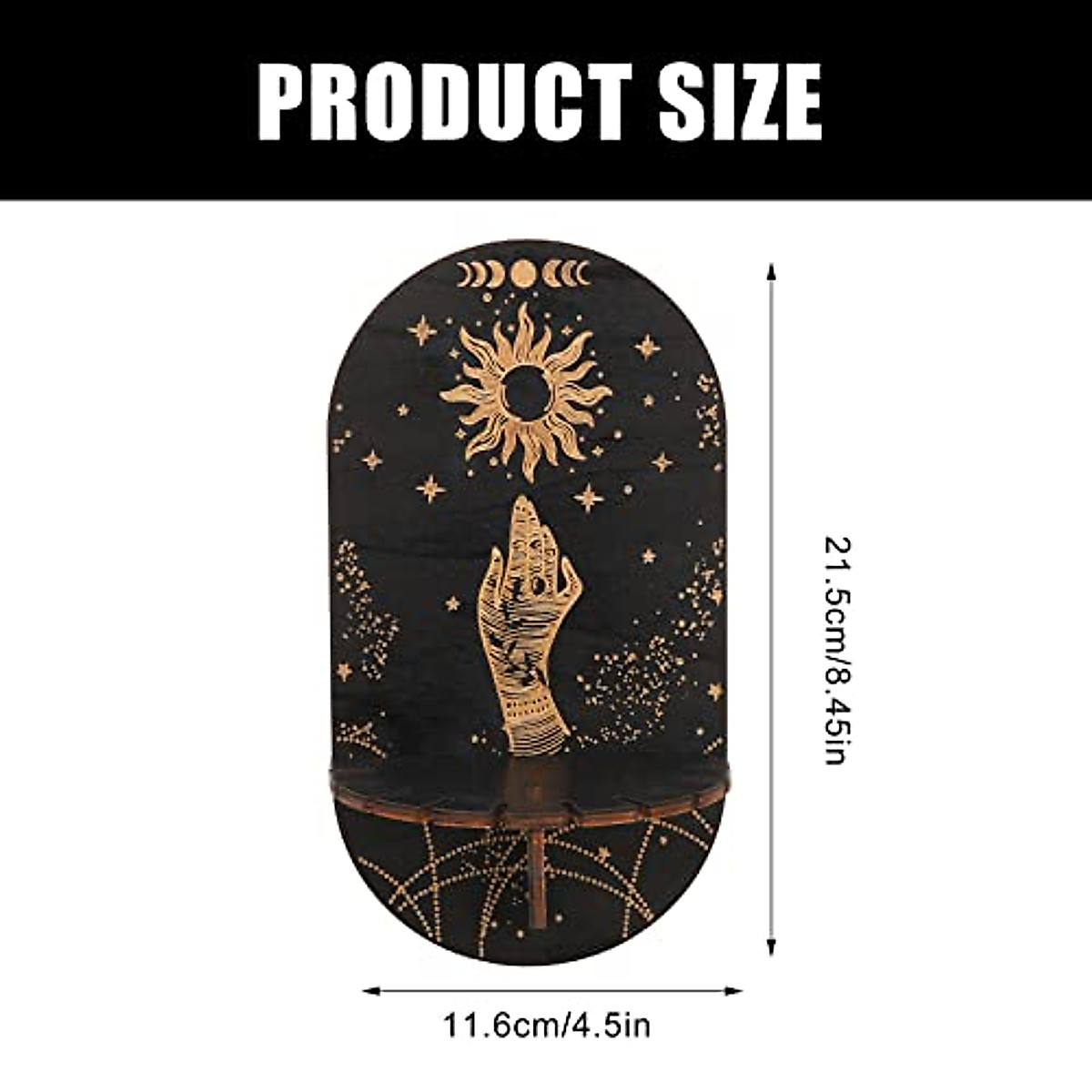 NOLITOY Black Crystal Display Bohemian Wooden Hanging Decoration Stand Crystal Stone Holder Wall Shelf for Crystals Essential Oil (Style1)