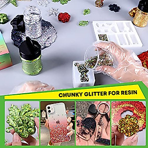 HTVRONT Holographic Chunky Glitter, 100g Silver Chunky Glitter for Resin, 3.53oz Iridescent Glitter Chunky Mixed with Fine Glitter, Shaker Cap Chunky Glitter for Tumbler, Nail, Makeup Craft Glitter