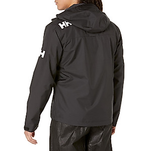 Helly Hansen Men's Crew Hooded Midlayer Fleece Lined Waterproof Raincoat Jacket, 990 Black, Large