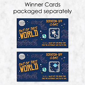 Blast Off to Outer Space - Rocket Ship Baby Shower or Birthday Party Game Scratch Off Cards - 22 Count