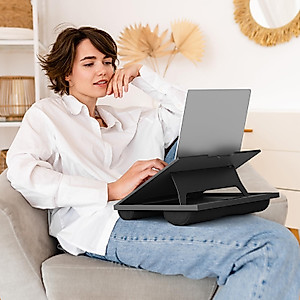 Adjustable Lap Desk - with 8 Adjustable Angles & Dual Cushions Laptop Stand for Car Laptop Desk, Work Table, Lap Writing Board & Drawing Desk on Sofa or Bed by HUANUO