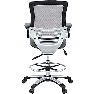 Modway EEI-211 Edge Drafting Chair - Reception Desk Chair - Flip-Up Arm Drafting Chair in Gray