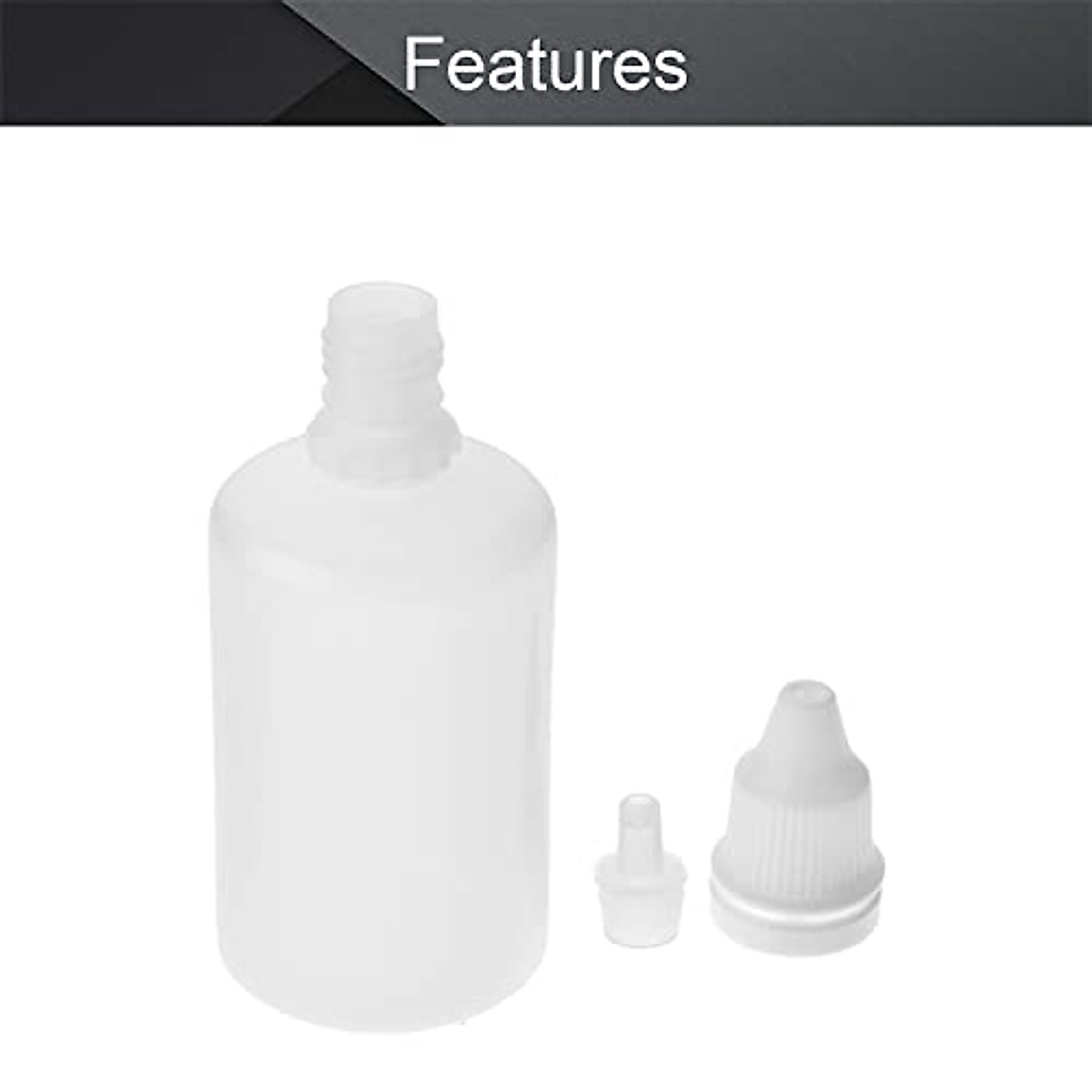 Othmro 1.7oz PE Lab Eye Plastic Dropper Bottles 5pcs, 50ml Squeezable Eye Liquid Dropper Thin Mouth Via of Liquid Sample Seal Storage Bottle with Childproof White Cap
