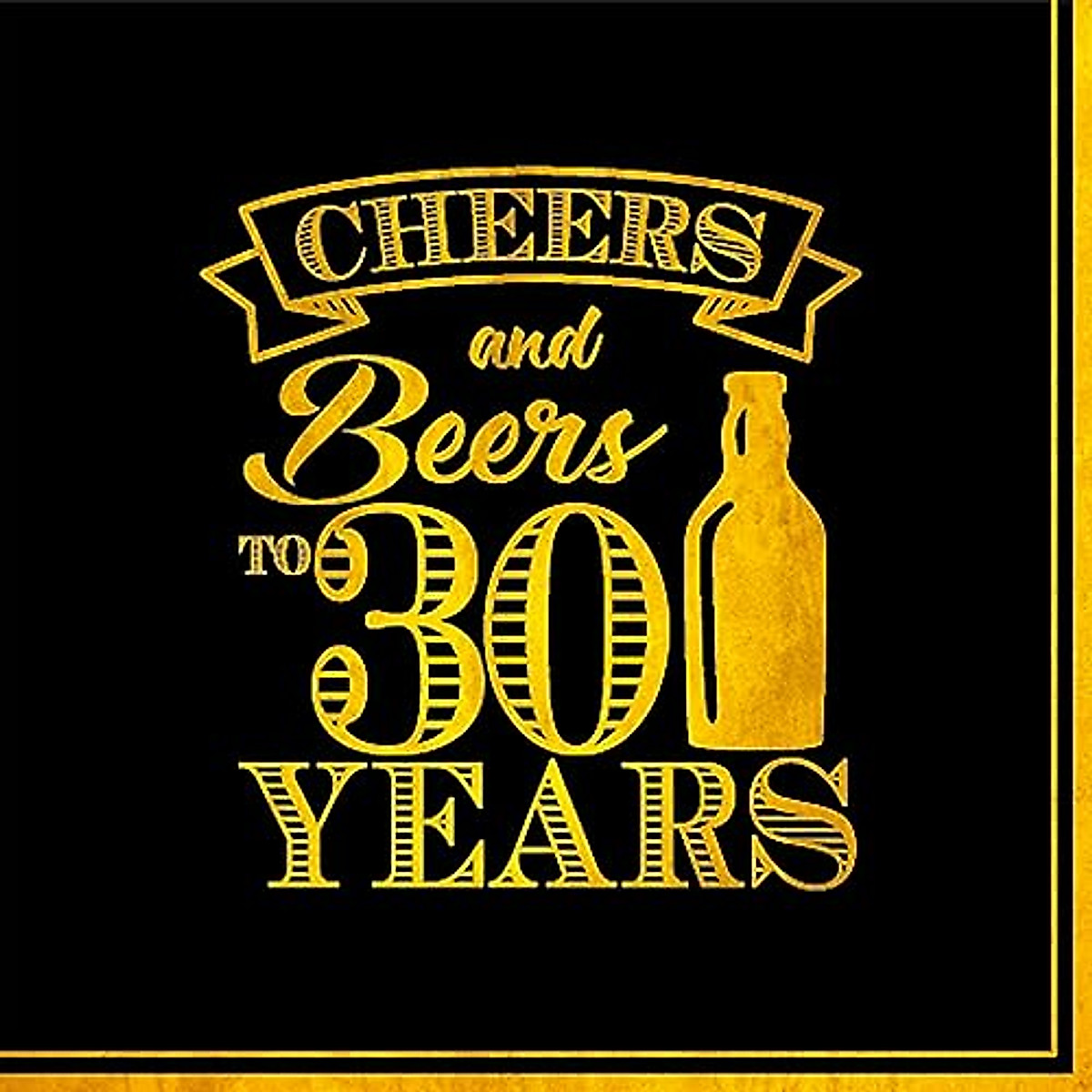 50 Pcs Cheers to 30 Years Party Napkins 30th Birthday Napkins 6.5x6.5 Inches Disposable Party Supplies Black and Gold Paper Napkins for Men Women 30th Birthday Decorations Wedding Anniversary