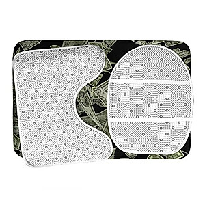 WONDERTIFY 3D Dollars Bathroom Antiskid Pad Hundred Money Falling 3 Pieces Bathroom Rugs Set, Bath Mat+Contour+Toilet Lid Cover