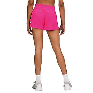 Aurefin 4'' Women's Low Waisted Running Shorts,Quick Dry Athletic Shorts with Liner and Zipper Pocket 036sonic Pink/S