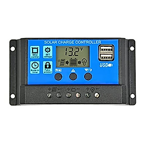 SUNYIMA 20A Solar Charge Controller, Solar Panel Charger Controller 12V/24V, Multi-Function Adjustable LCD Display with Dual USB Port Timer Setting PWM Auto Parameter (20A)