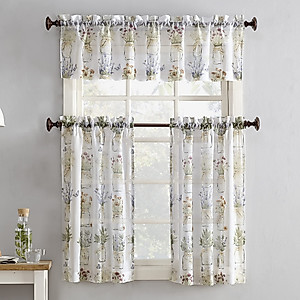 No. 918 Eve's Garden Semi-Sheer Rod Pocket Kitchen Curtain Tier Pair, 54" x 38", White