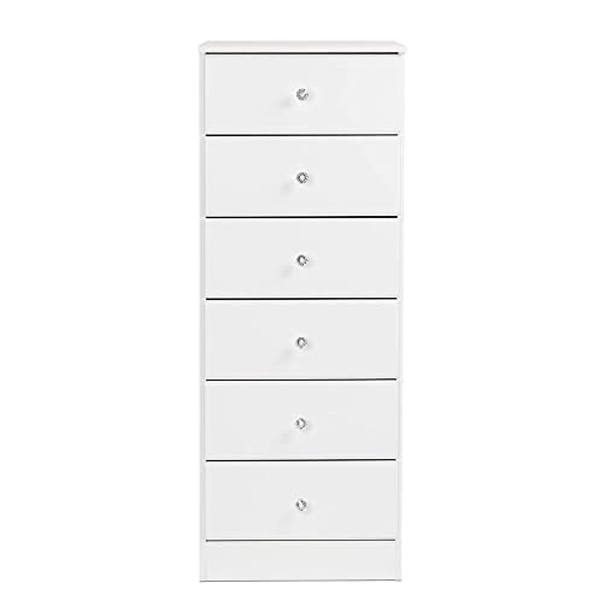 Prepac Astrid 6-Drawer Tall Chest with Acrylic Knobs, White