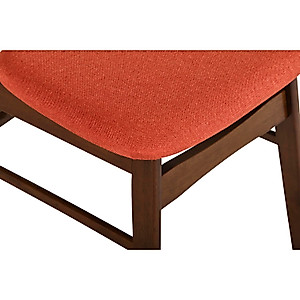 New Classic Furniture Morocco Mid-Century Modern Dining Chair (Set of 2), Orange Cushions, Walnut Brown Finish