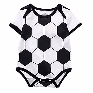 FANCYKIDS Baby Infant Newborn Boys Girls Cotton Sport Soccer Referee Football Casual Onesie Bodysuit (3-4 Months)