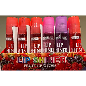 Beauty Treats Lip Shiner Roll-On Fruit Lip Gloss By ; 6 Piece Assortment Set, 0.25Oz / 7G Each