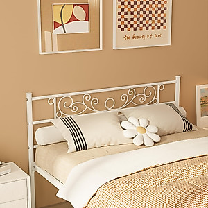 Elephance Full Size Bed Frame with Headboard and Footboard, Metal Platform Bed Frame with 14 Inch Storage Space No Box Spring Needed Easy Assembly for Adult White