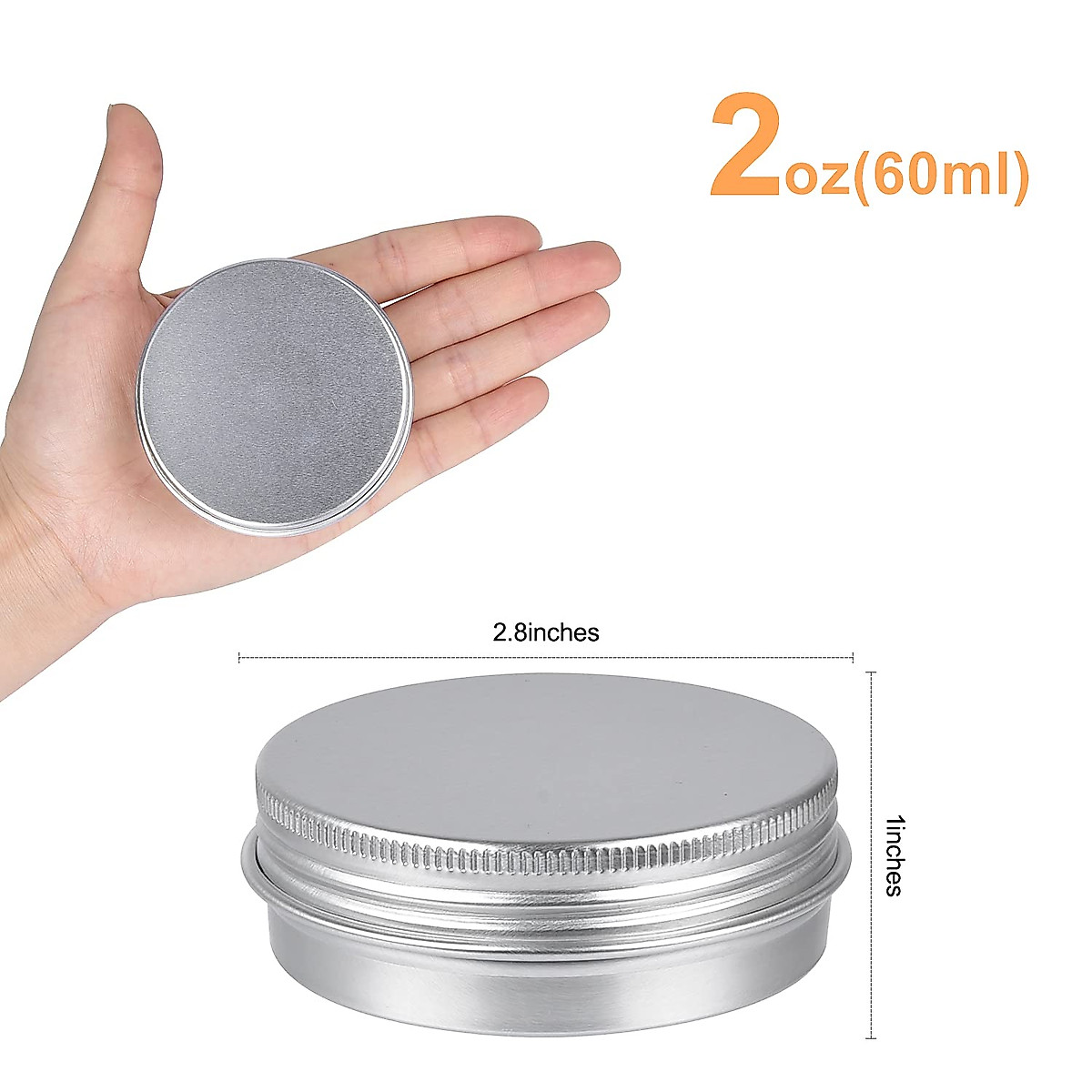 Aluminum Tin Cans, 24PCS 2 Oz Metal Round Containers Screw Lid Empty Small Travel Tins for Candles, Salve, Cosmetics