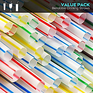 200 Bendable Disposable Drinking Straws - Flexible Straws - Bendy Straws Disposable - Plastic Straws Bendable - Classic Straws - Straws disposable- Straws Drinking Plastic