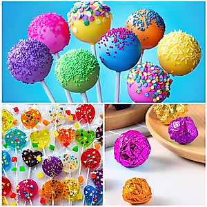 Elesunory 802Pcs Cake Pop Set, Including Cake Pop Sticks and Wrappers, Twist Ties, Cake Pop Roller, Decorating Pen with 4 Piping Tips, Candy Foil Wrappers, Cake Pops Bags Supplies for Lollipop
