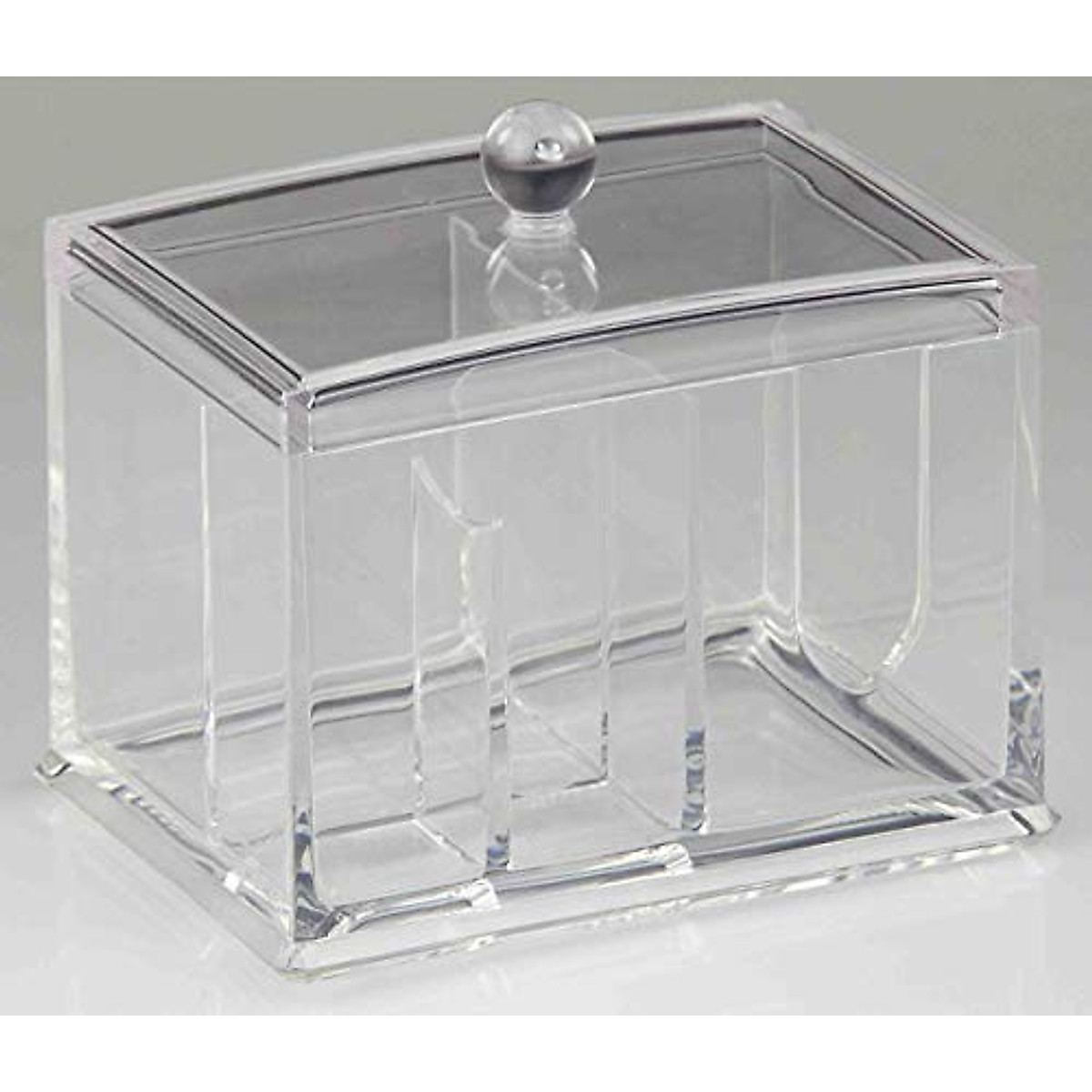 Home Basics Cotton Ball And Cotton Swab Holder With Cosmetic Pad Organizer, One Piece Lid, Q-tip Stand, Clear