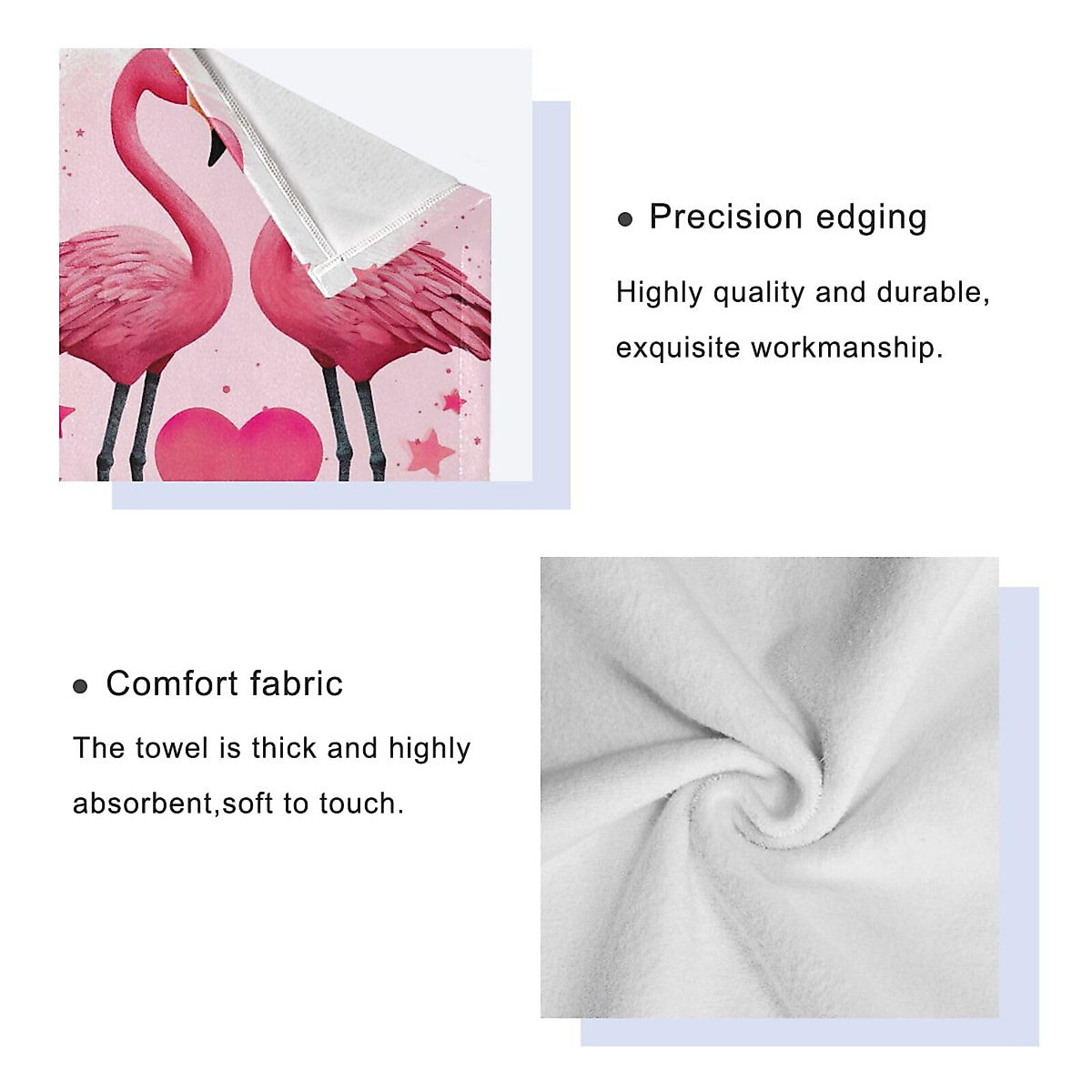 Flradish Pink Flamingos Lovers Towels 3 Pack Bath Towels for Bathroom Set Soft Cotton Highly Absorbent Lightweight & Quickdry Towel Set 1 Bath Towel,1 Hand Towel,1 Washclothe