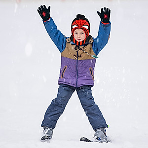 Marvel Spider-Man Kid’s Winter Hat Snow Gloves and Scarf for Boys and Toddlers 3 Pc Set Warm Pom-Pom Beanie with Accessories