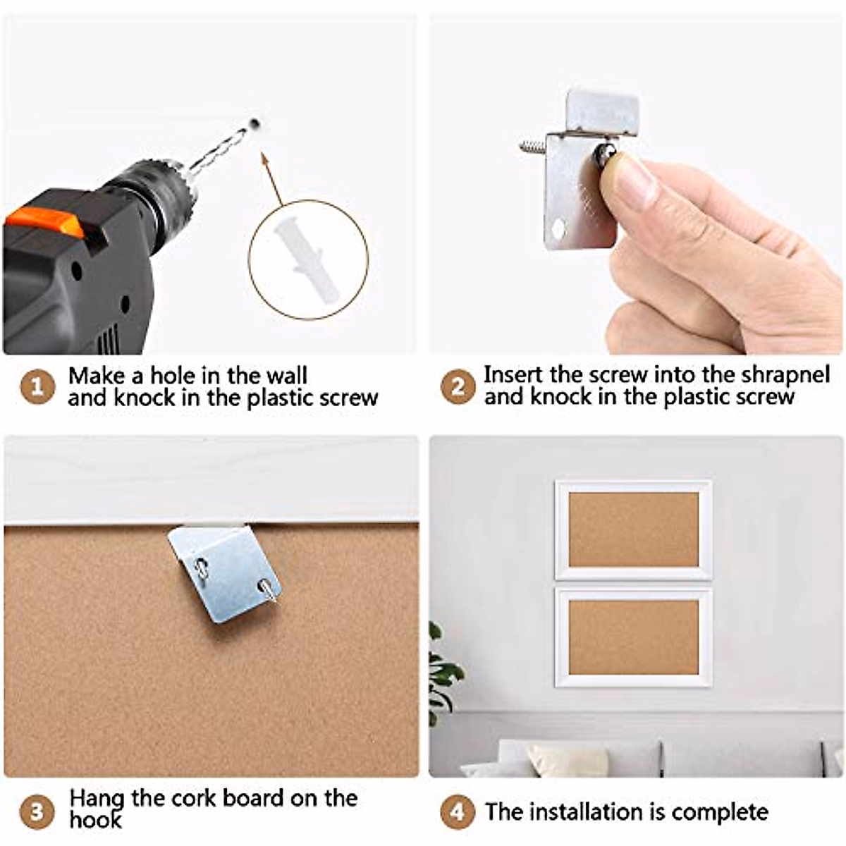 HBlife Cork Board Bulletin Board 11 x 17 inch with White Frame Rectangle Decorative Hanging Pin Board Perfect Decor for Office & Home,Message Board or Vision Board