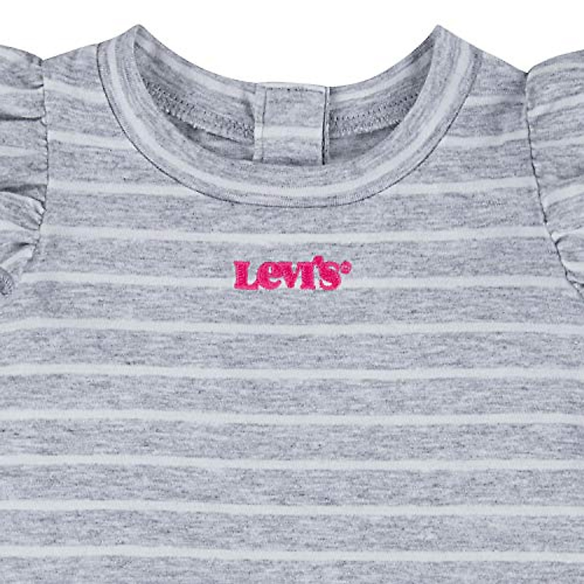 Levi's Baby Girls' Graphic T-Shirt and Skirtall 2-Piece Outfit Set, Grey/Pink, 6
