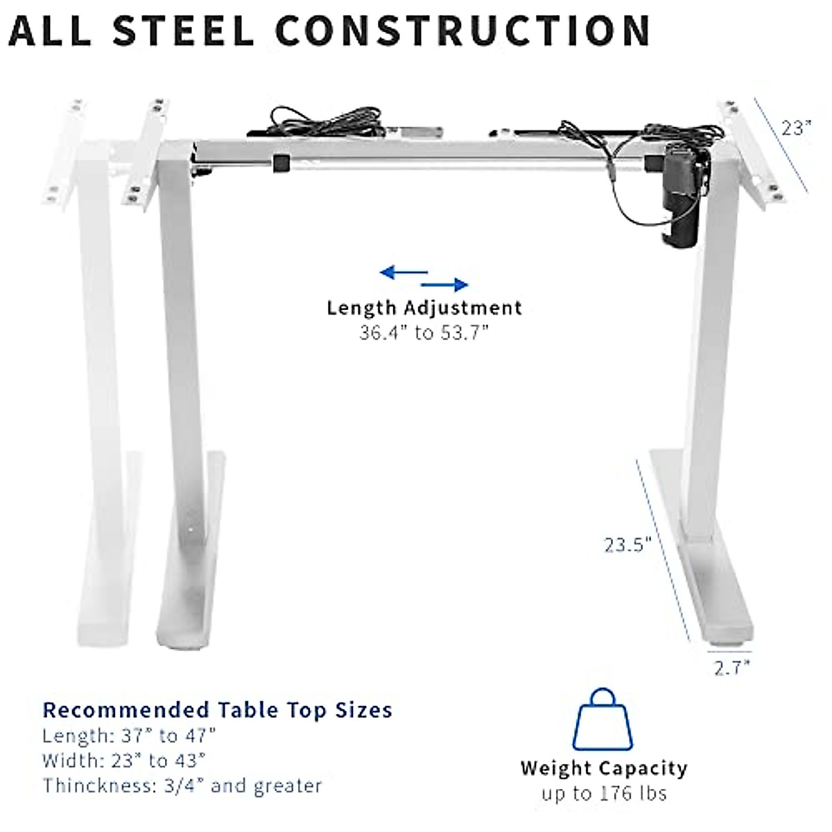 VIVO Electric Stand Up Desk Frame Workstation, Frame Only, Single Motor Ergonomic Standing Height Adjustable Base with Memory Controller, White, DESK-V100EWY