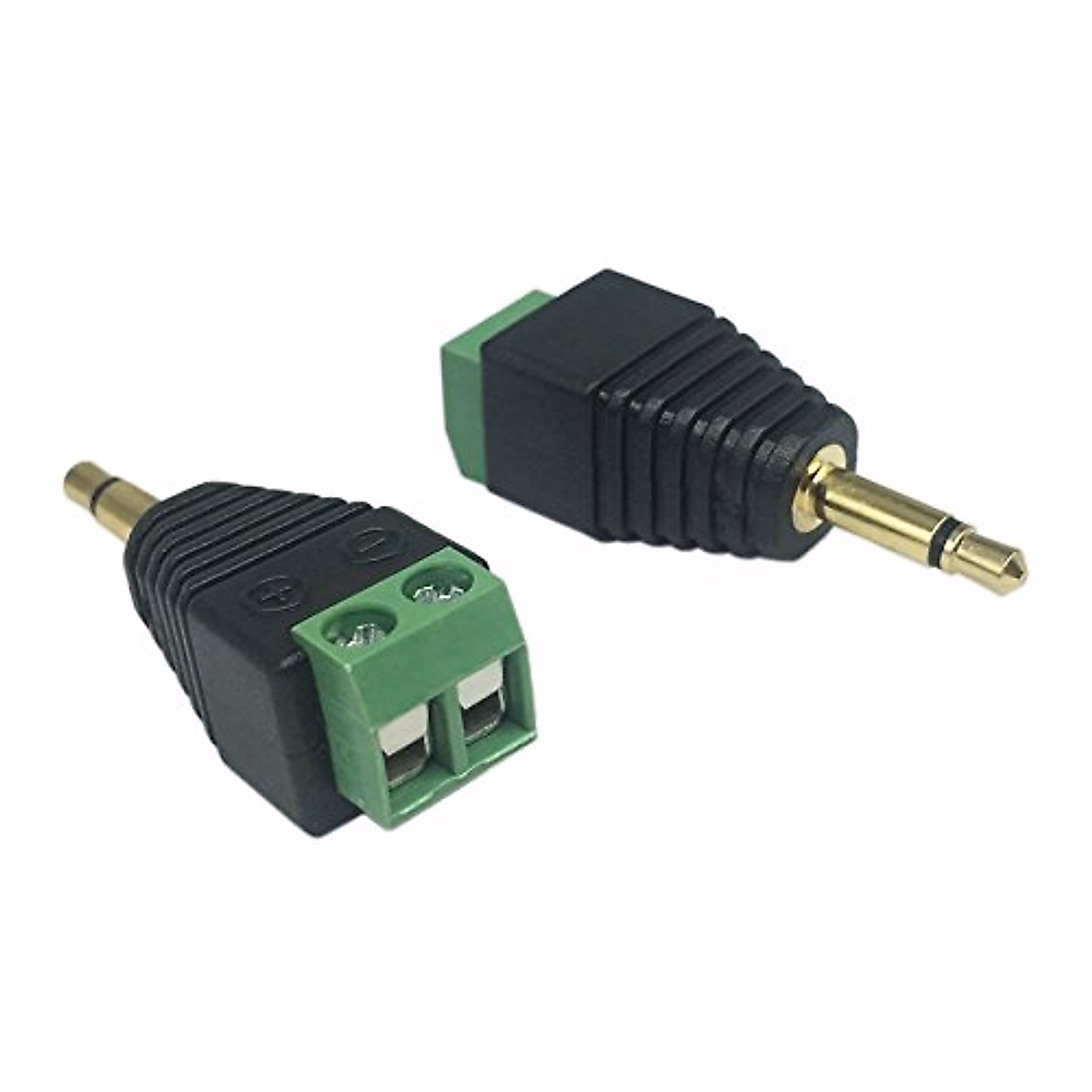 CERRXIAN 3.5mm TS Mono Male to 2 Pin Screw Terminal Female AUX Headphone Replacement Solderless Balum Converter Adapter (2-Pack)