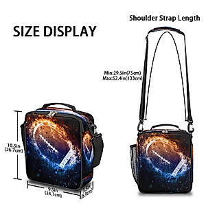 Fire Football Insulated Lunch Bag Durable Lunch Tote Bag for Boys Girls Adults Men Women Work School Picnic Beach Park, Cooler Thermal Meal Lunch Box Bag with Shoulder Strap