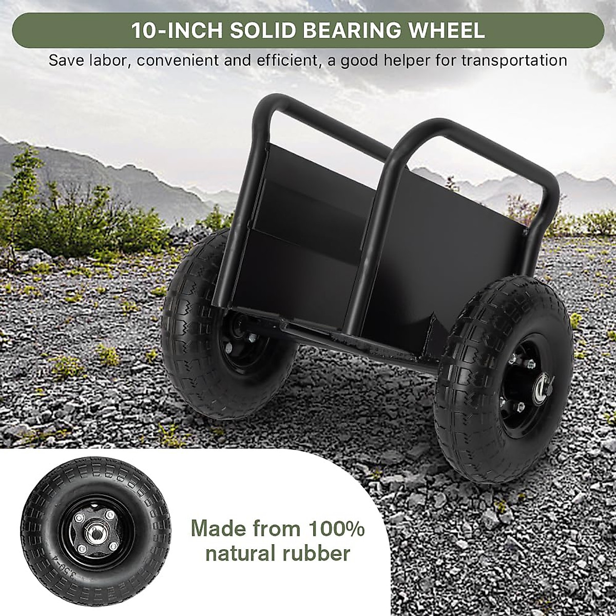 Yeeoy Heavy Duty Panel Dolly, Slab Dolly with Handle, 10" Solid Rubber Tires Wheels,1000LBS Load Capacity All Terrain Moving Cart for Heavy Drywall Sheet & Material Handling