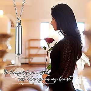 Urn Necklace for Ashes Cremation Cylinder Memorial Stainless Steel Memorial Pendant for Women Men Loved Ones (Silver,10 Pieces)