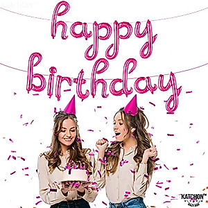 KatchOn, Pink Happy Birthday Balloon Banner - 16 Inch | Happy Birthday Balloons Letters, Hot Pink Birthday Decorations | Hot Pink Happy Birthday Banner, Pink Party Decorations | Pink Birthday Banner