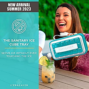 ICEBREAKER CLEAR POP 2023 - Make And Serve Ice Without Ever Touching The Ice - The Sanitary Ice Tray for Freezer - NO Spills Silicone Tray With Lid - Ice Cube Maker 18 Ice Cubes